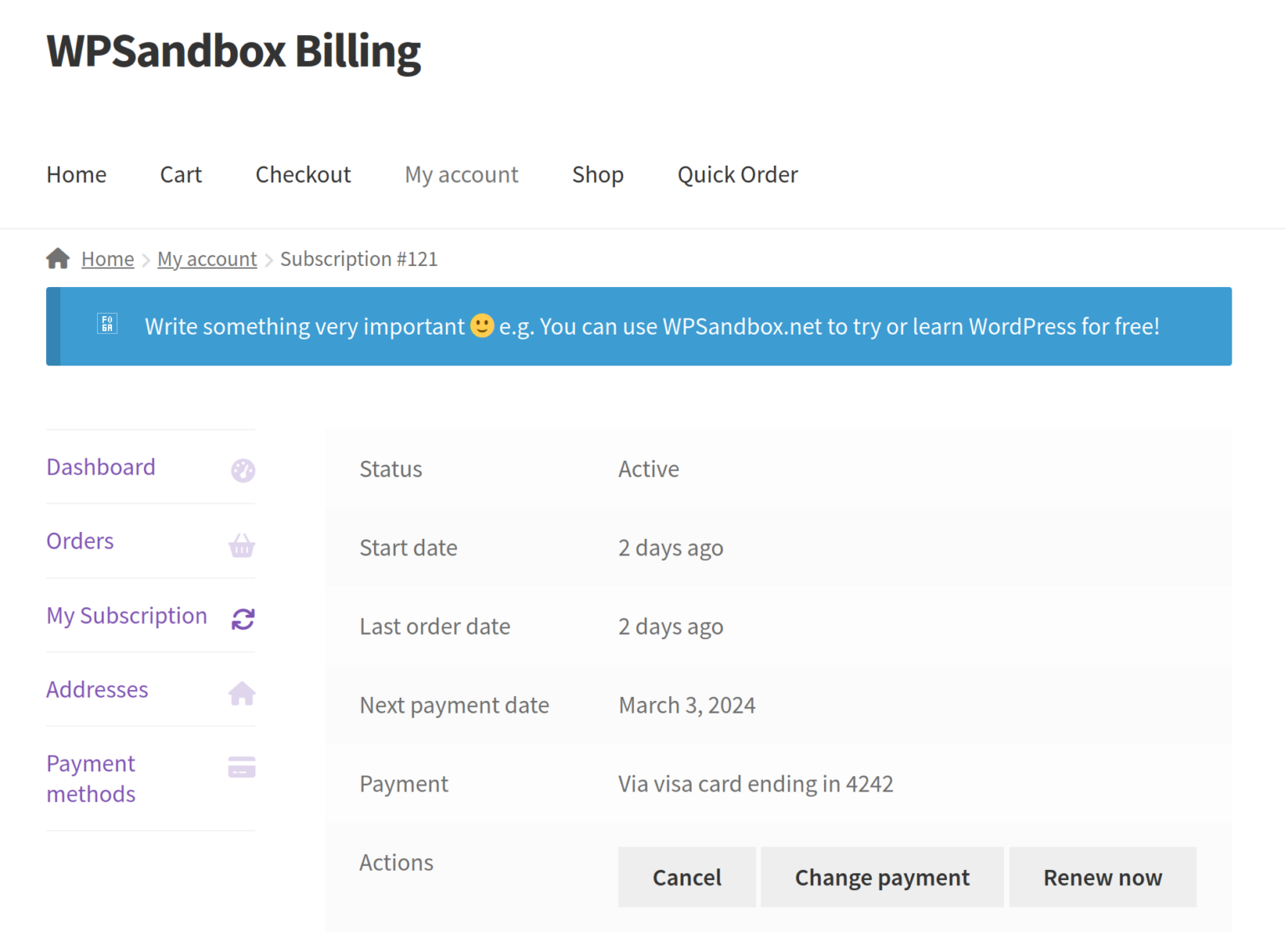 How to Show a Notice to all WooCommerce Customers in the My Account Section - Orbisius